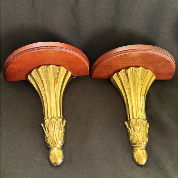 Wall Decor | Rare Vintage Brass Wood Shelves | Poshmark